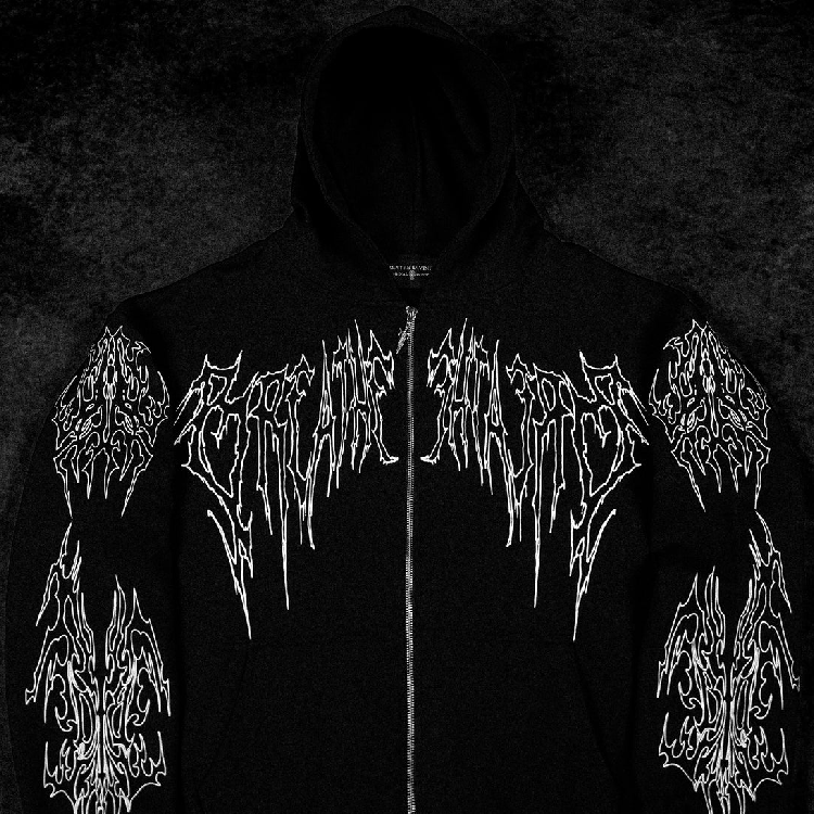 Abyssal Wraith Oversized Zip-up Hoodie [VOID BLACK] - breathedivinity.co